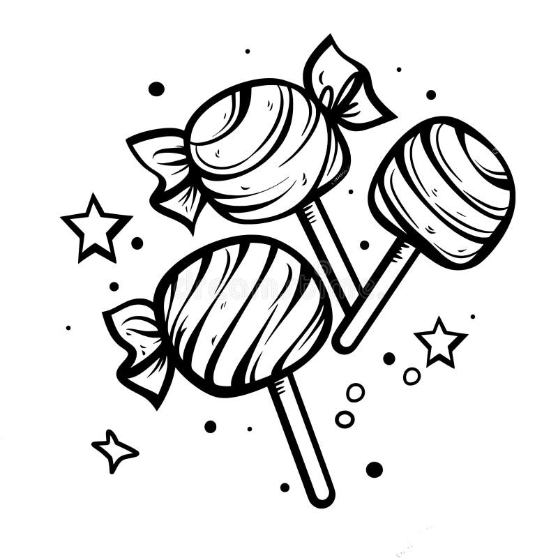 Simple Line Drawing of Candy Stock Vector - Illustration of food, sugar ...
