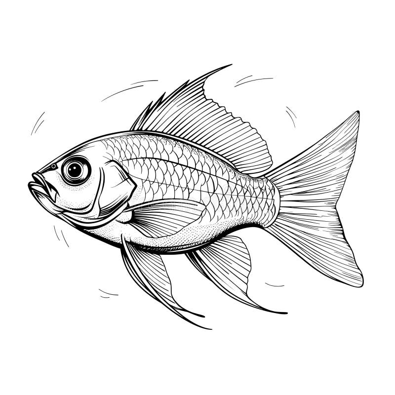 Simple Line Drawing of a Fish Symbol Stock Vector - Illustration of ...