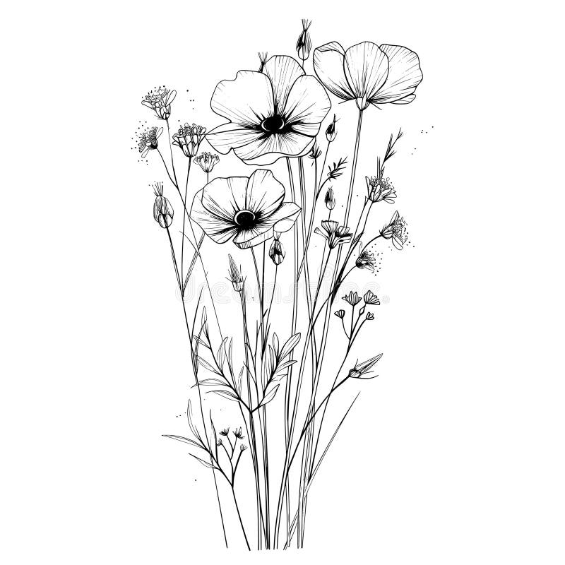 Drawing Simple Wildflower Stock Illustrations – 3,890 Drawing Simple ...