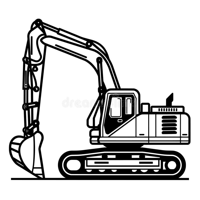 Picture Simple Line Icon of an Excavator Stock Vector - Illustration of ...