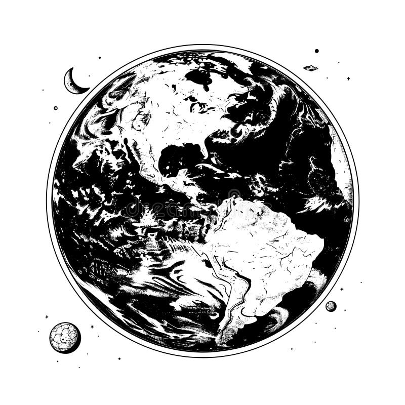 Stunning Visual Simple Logo of Earth with Continents, Crescent Moons ...
