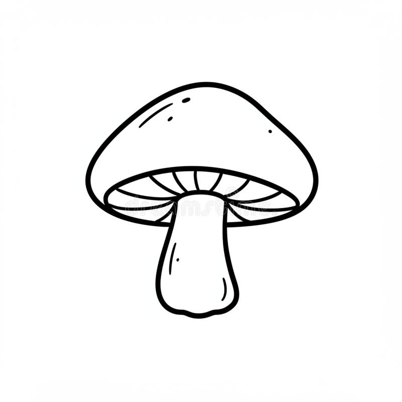 Illustration of a Simple Mushroom, Featuring a Rounded Cap with ...
