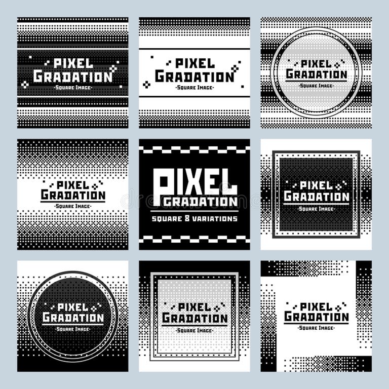 Illustration of Simple Pixel Art, Set, Gradation from Black To ...