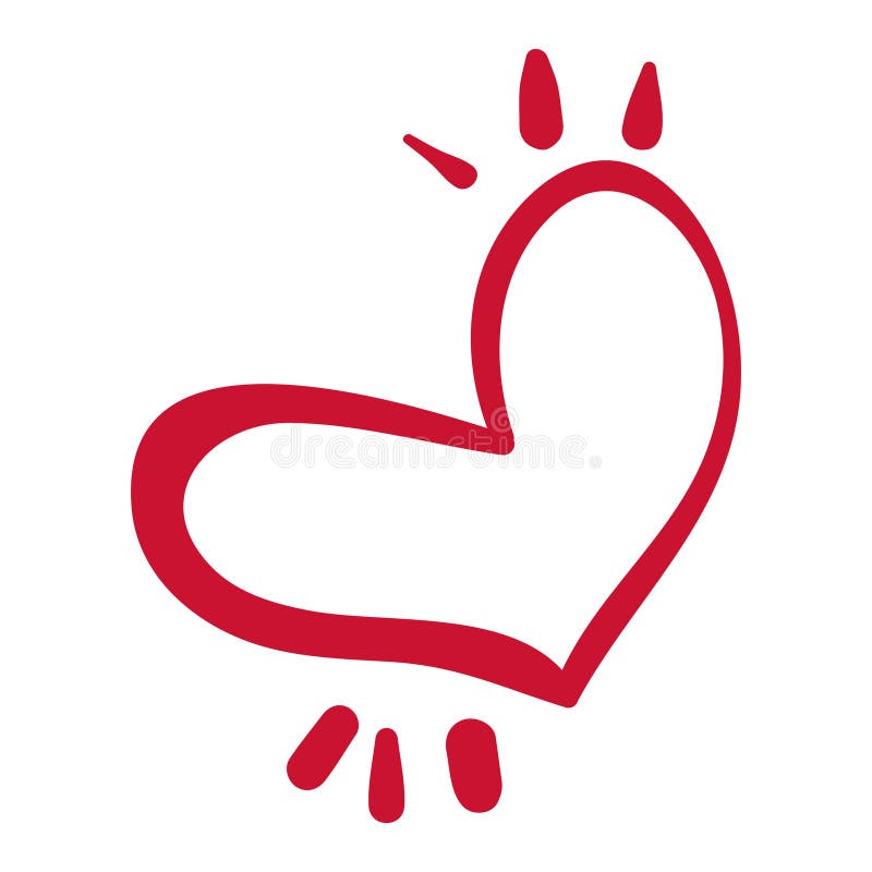 Simple Red Heart Doodle with Expressive Lines, Vector Stock ...