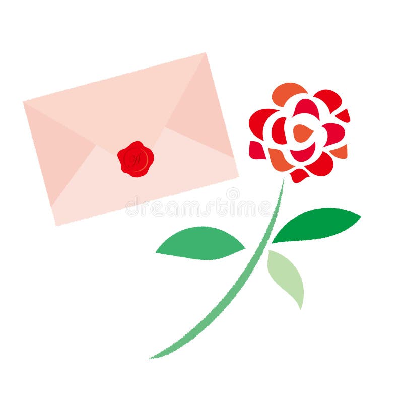 Illustration of a Simple Red Rose and Letter Stock Vector ...