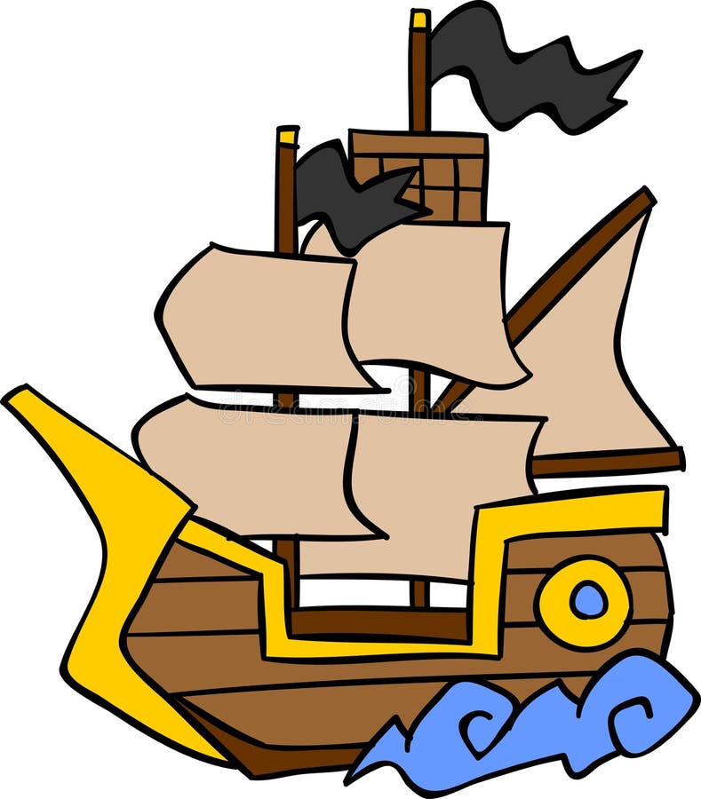 Illustration of a Simple Sailing Ship Stock Vector - Illustration of ...