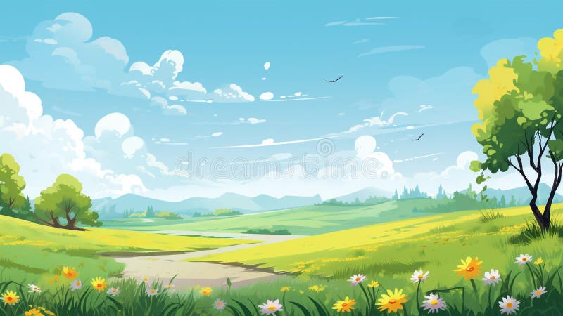 Illustration of a Simple Sunny Spring Day Stock Photo - Image of nature ...