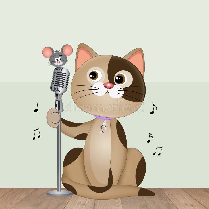 Illustration of the Singer Cat Stock Illustration - Illustration of ...