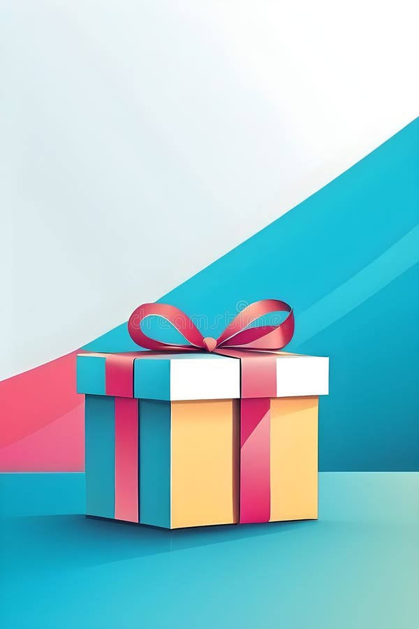 Illustration of a Single, Abstract Gift Box Outlined with Thin, Clean ...