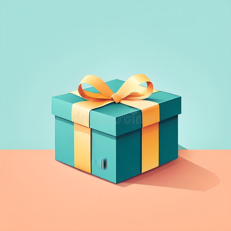 Illustration of a Single, Abstract Gift Box Outlined with Thin, Clean ...