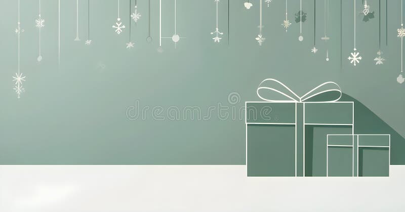 Illustration of a Single, Abstract Gift Box Outlined with Thin, Clean ...