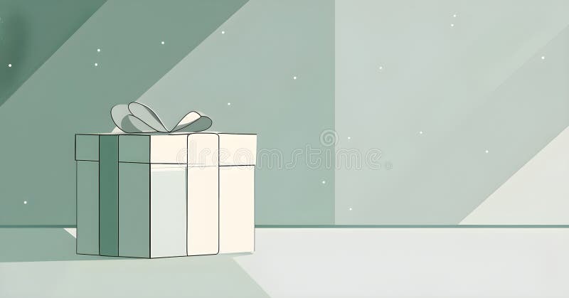 Illustration of a Single, Abstract Gift Box Outlined with Thin, Clean ...