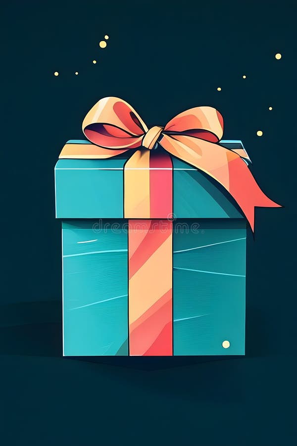 Illustration of a Single, Abstract Gift Box Outlined with Thin, Clean ...