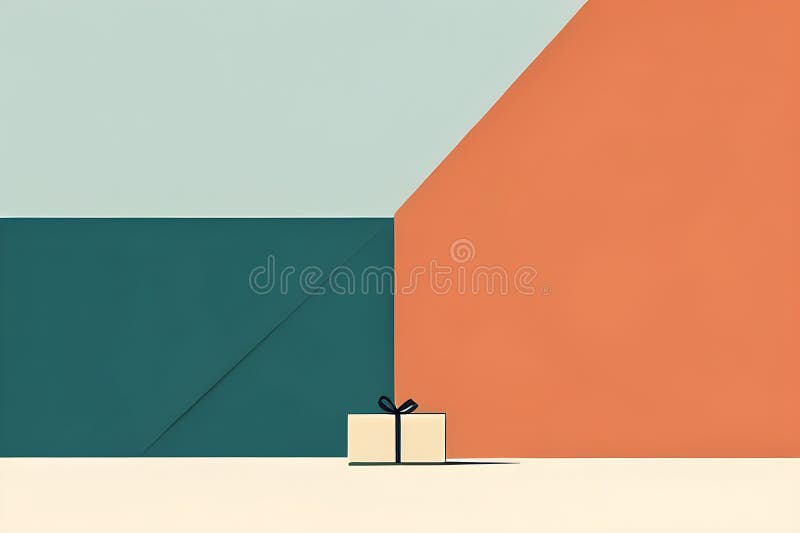 Illustration of a Single, Abstract Gift Box Outlined with Thin, Clean ...