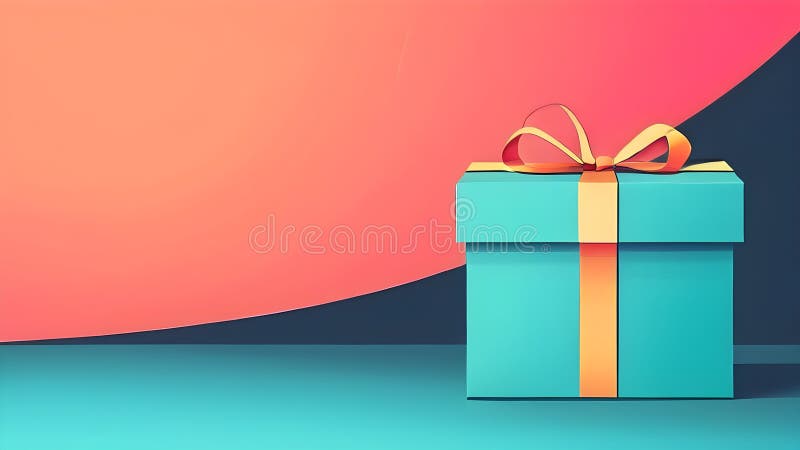 Illustration of a Single, Abstract Gift Box Outlined with Thin, Clean ...