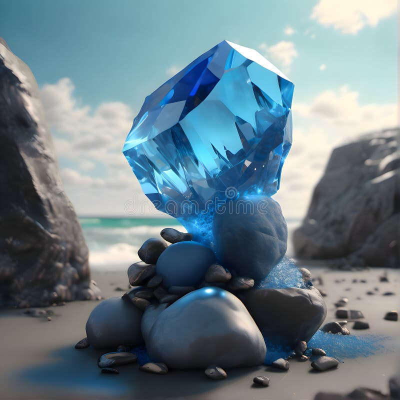 Single Blue Gem Lanscape stock illustration. Illustration of seaside ...