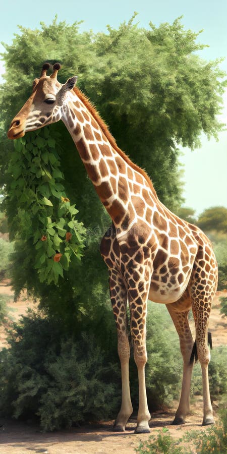 Illustration of a Single Giraffe Stock Image - Image of generative ...