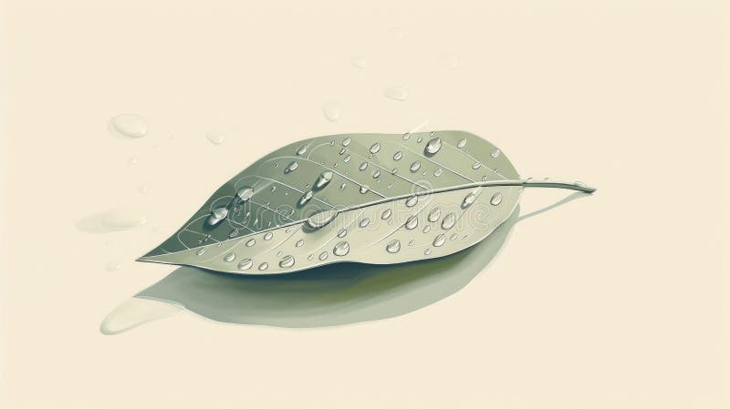 An Illustration of a Single Leaf with Dew Stock Illustration ...
