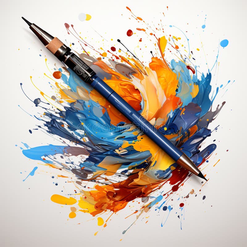 Illustration of Single Pen 2D Image Colorfull 4k , Generative Ai Stock ...