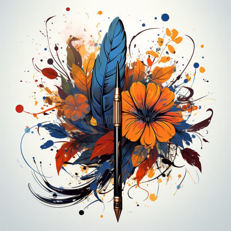 Illustration of Single Pen 2D Image Colorfull 4k , Generative Ai Stock ...