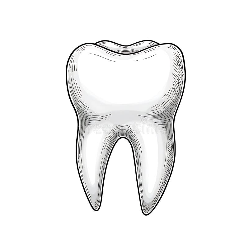 Illustration of a Single Tooth on a White Background, Featuring a Molar ...