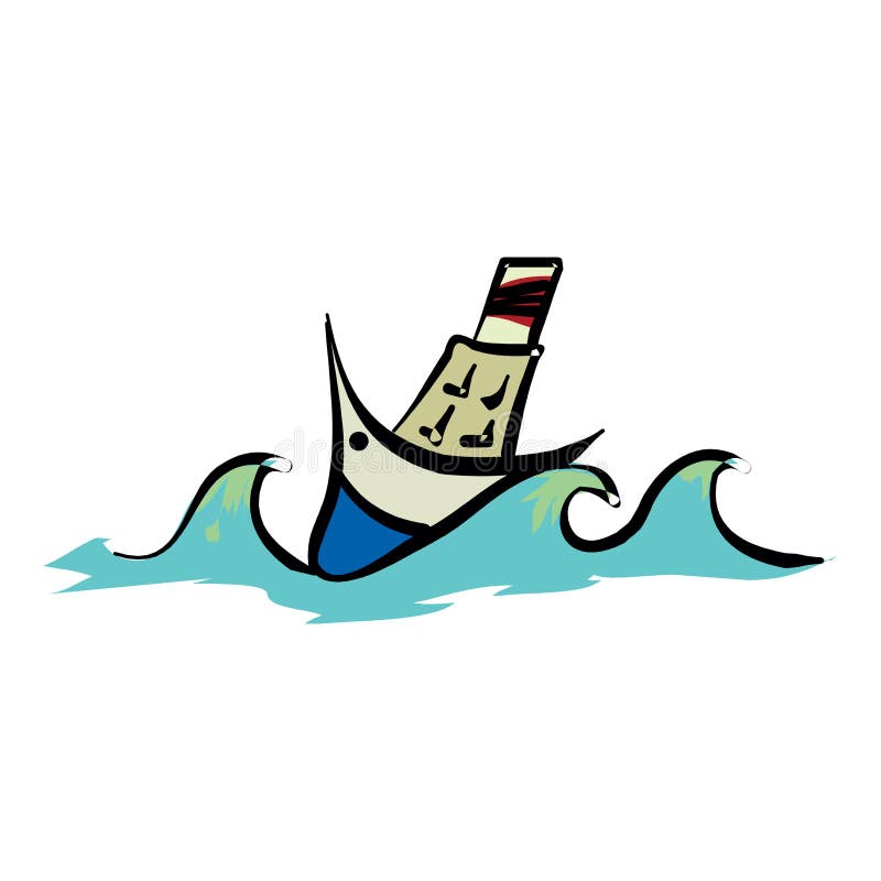 Illustration of Sinking Boat, Shipwreck Accident on a White Background ...