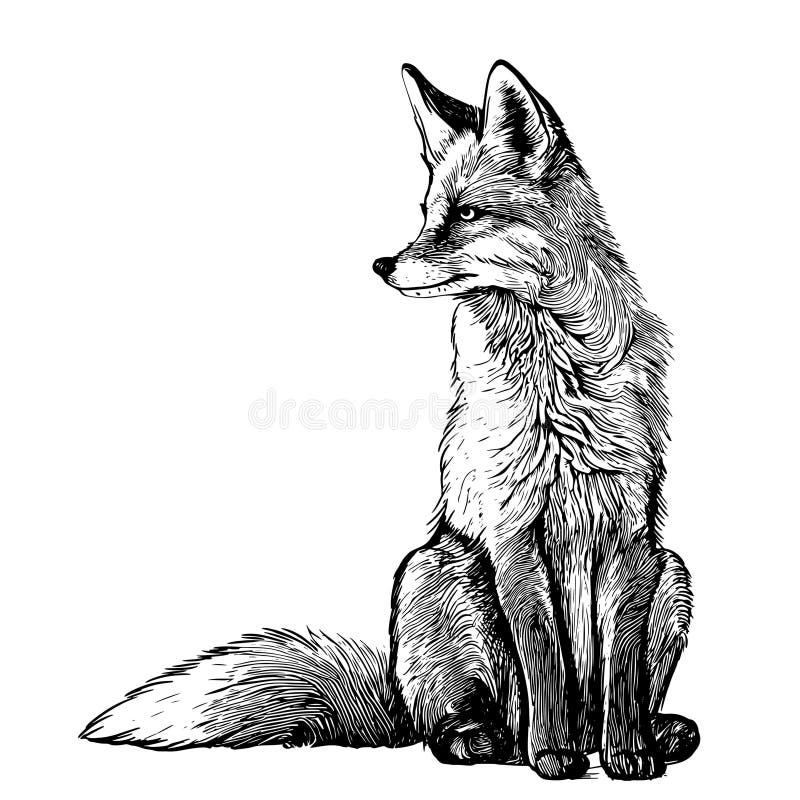 Illustration of Sitting Fox Stock Vector - Illustration of wildlife ...