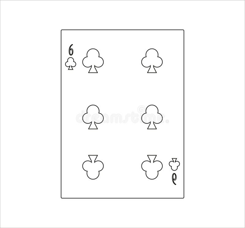 Illustration of a Six of Clubs Card Isolated on a White Background ...