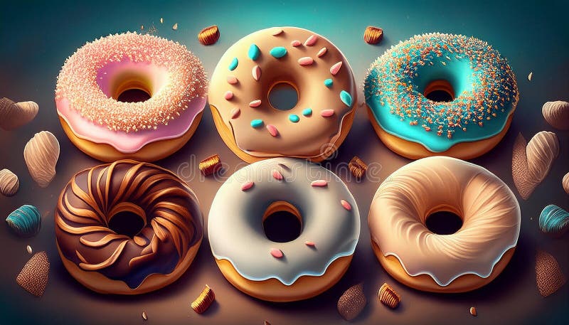 Illustration of Six Delicious Donuts Stock Illustration - Illustration ...