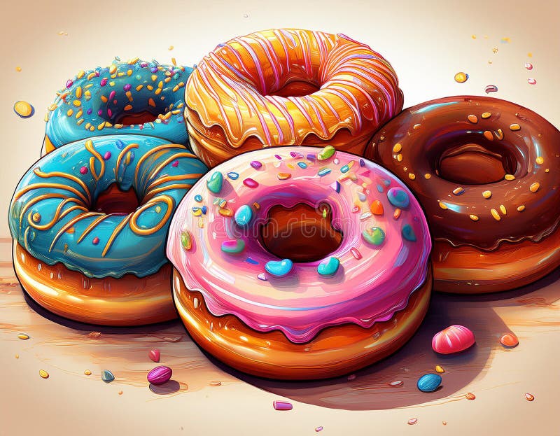 Illustration of Six Delicious Donuts Stock Illustration - Illustration ...
