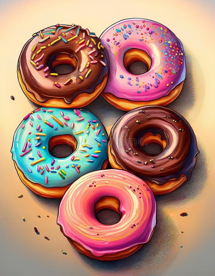 Illustration of Six Delicious Donuts Stock Illustration - Illustration ...