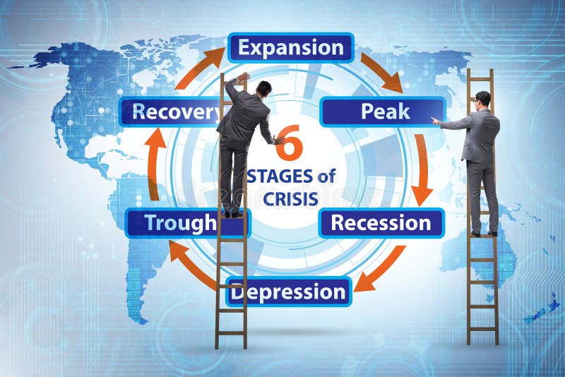 Illustration of Six Stages of Crisis Stock Photo - Image of inflation ...