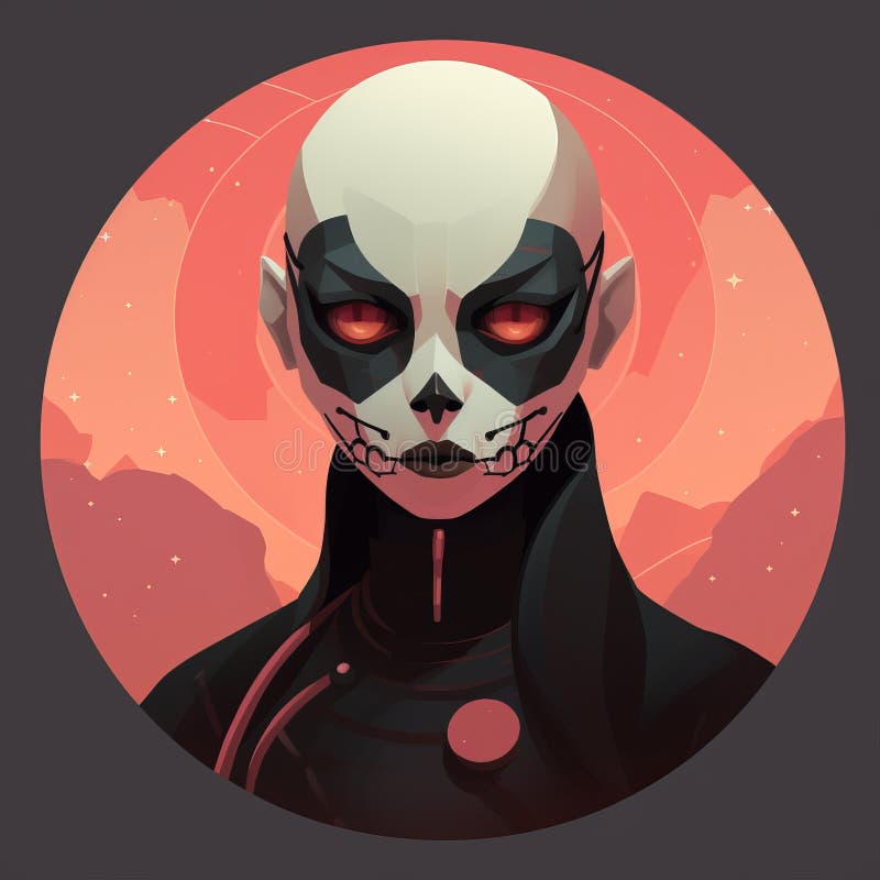 An Illustration of a Skeleton with Red Eyes Stock Illustration ...