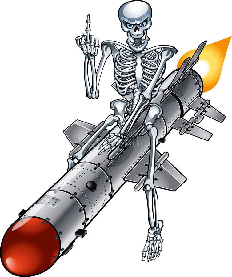 Illustration of Skeleton Riding on a Missile Stock Vector ...