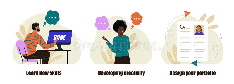 Learning Skills and Career Development Concept. Vector Illustration ...