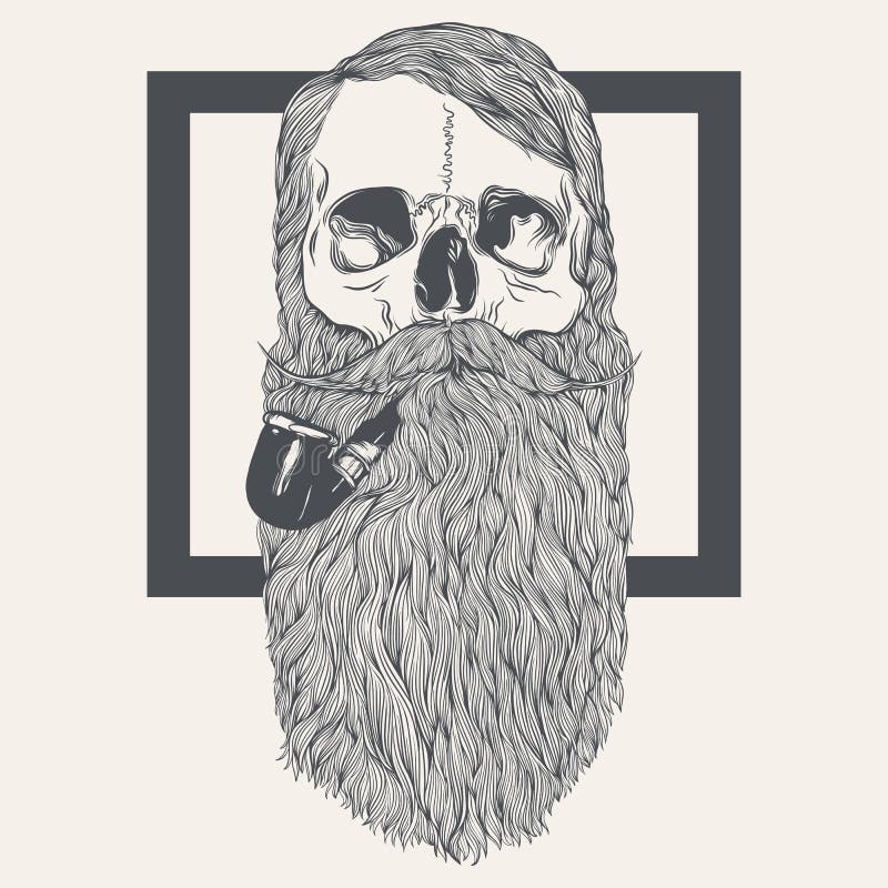 Illustration of Skull with Beard Stock Illustration - Illustration of ...