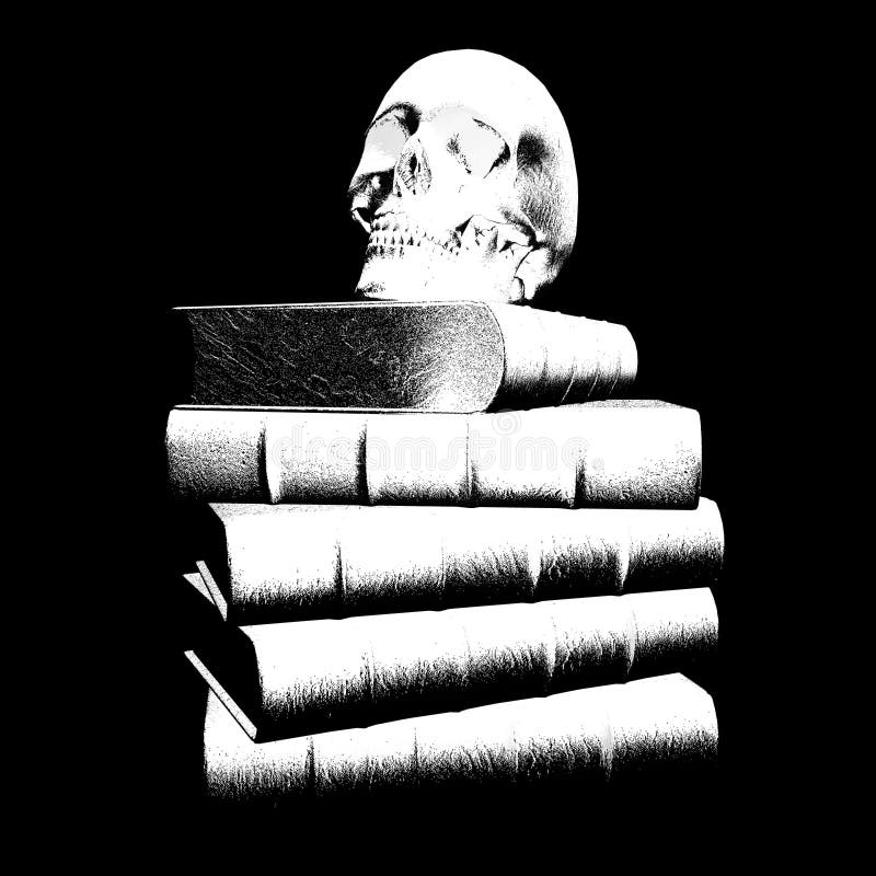 Skull, candle and book stock illustration. Illustration of head - 100437557