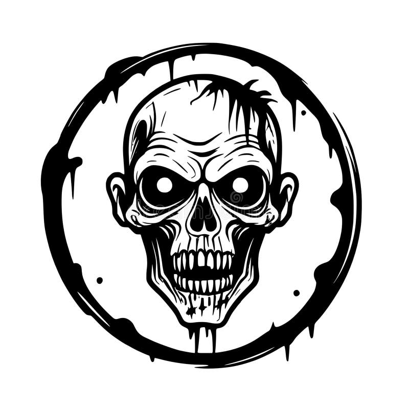 Illustration of Skull with Circle Stock Illustration - Illustration of ...