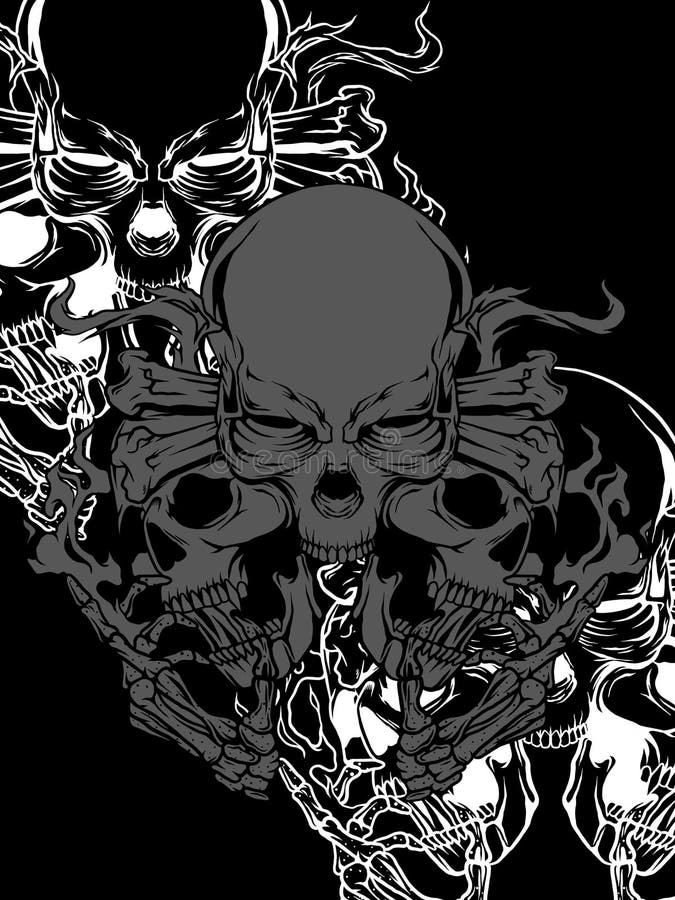 Three skull stock illustration. Illustration of three - 223205609