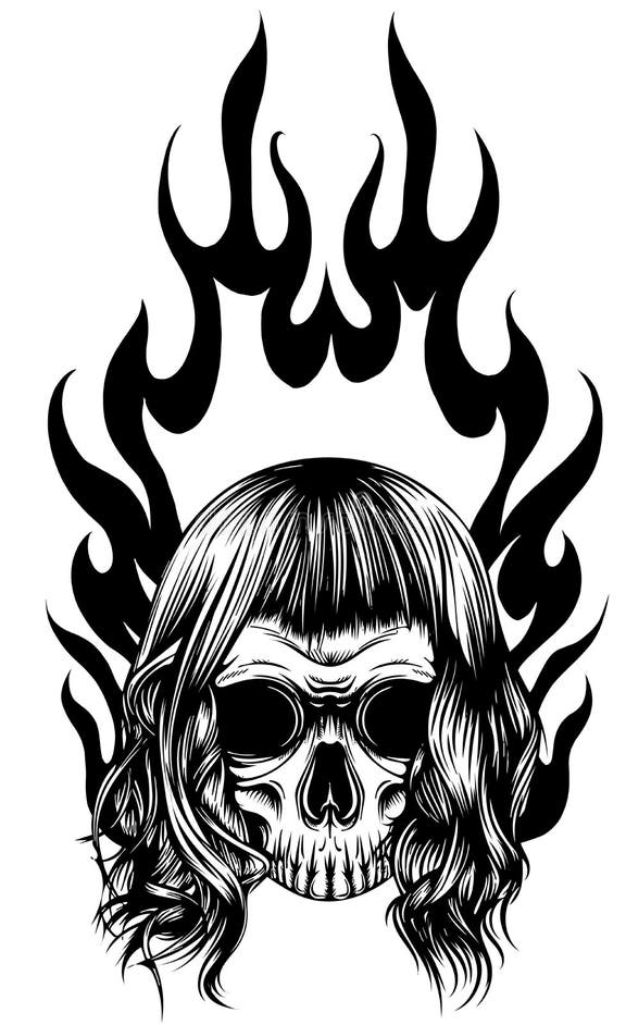 Vector Illustration of Skull Falling with Fire Flame Stock Vector ...