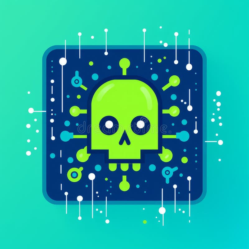 An Illustration of a Skull with a Virus Around it Stock Illustration ...