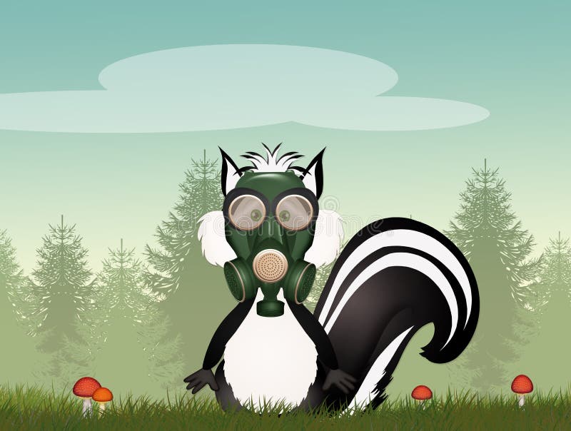 Funny skunk with perfume stock illustration. Illustration of carefree ...