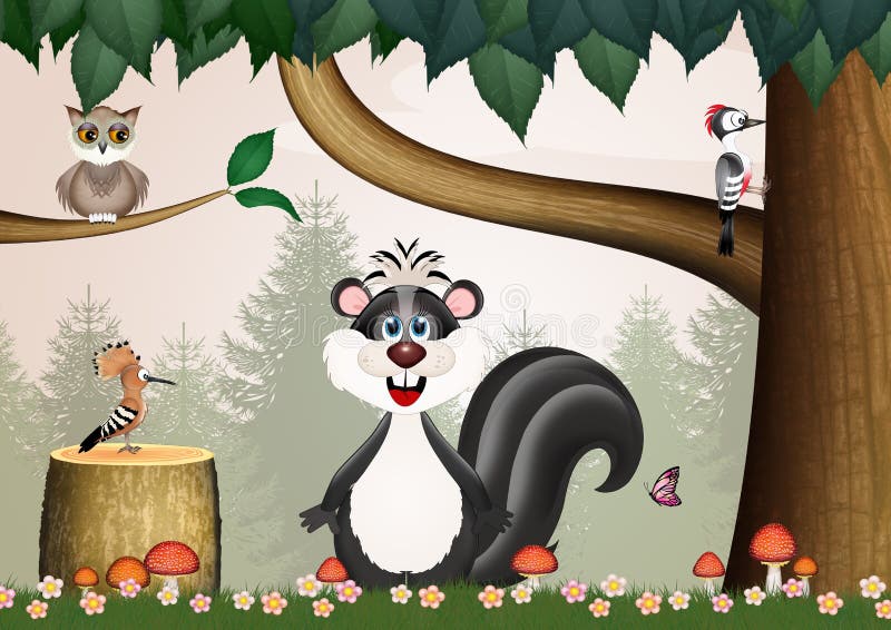 Illustration of Skunk in the Woods Stock Illustration - Illustration of ...