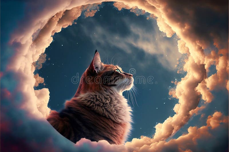 Sky of Cat, Digital Illustration Artwork, Animals, Pets Stock ...