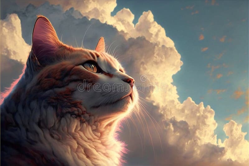 Sky of Cat, Digital Illustration Artwork, Animals, Pets Stock ...