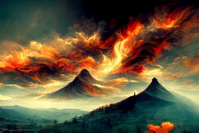 Illustration of a Sky on Fire Stock Illustration - Illustration of ...