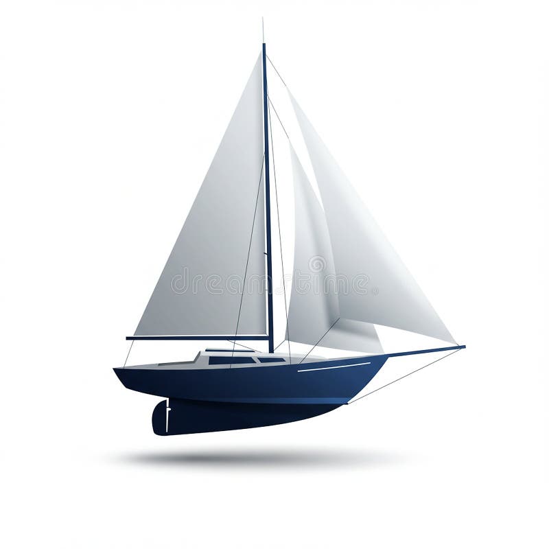 Illustration of a Sleek Sailboat with a Deep Blue Hull and White Sails ...
