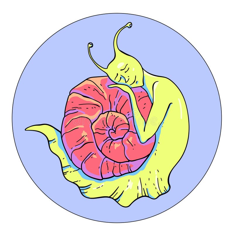 Illustration with Sleepy Snail Stock Vector - Illustration of animal ...