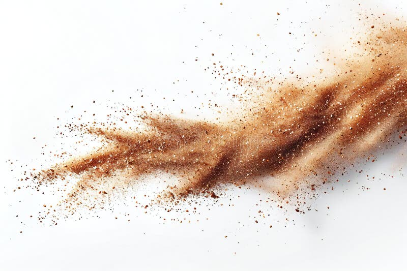 A Small Amount of Sand Particles in the Air on a White Background, Top ...