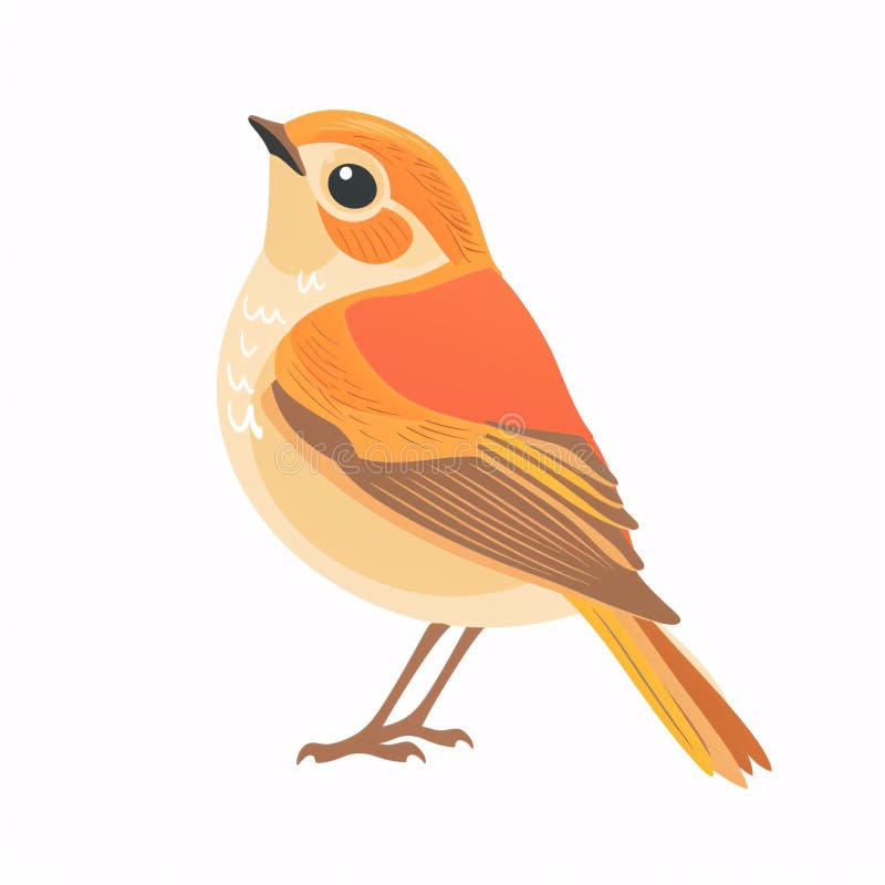 Illustration of a Small Orange and Brown Bird with a Long Tail Stock ...